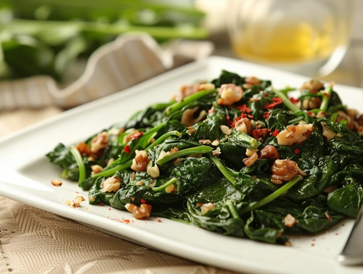 Spinach and Walnut Stir-Fry | FITNRD